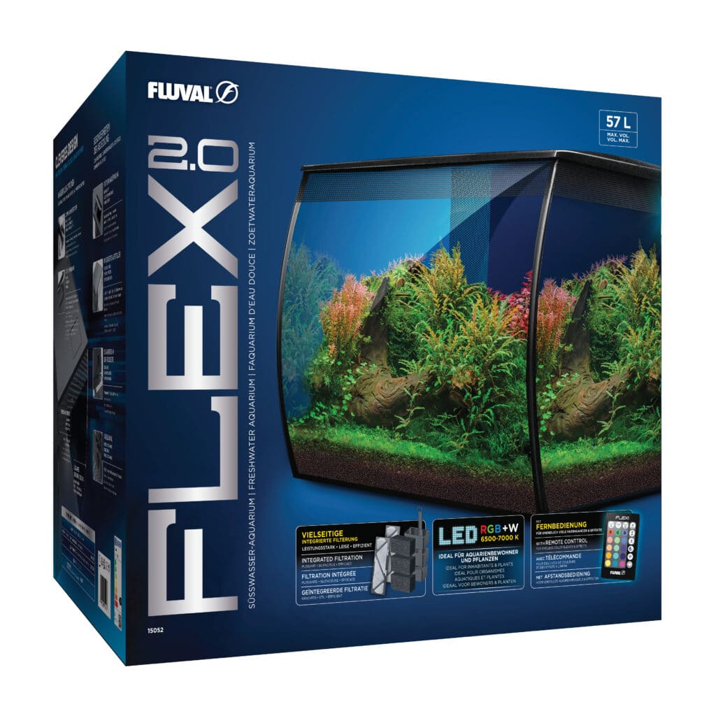 Fluval Flex 2.0 Aquarium Kit 57L (15 US Gal) | LED Freshwater Fish Tank ...